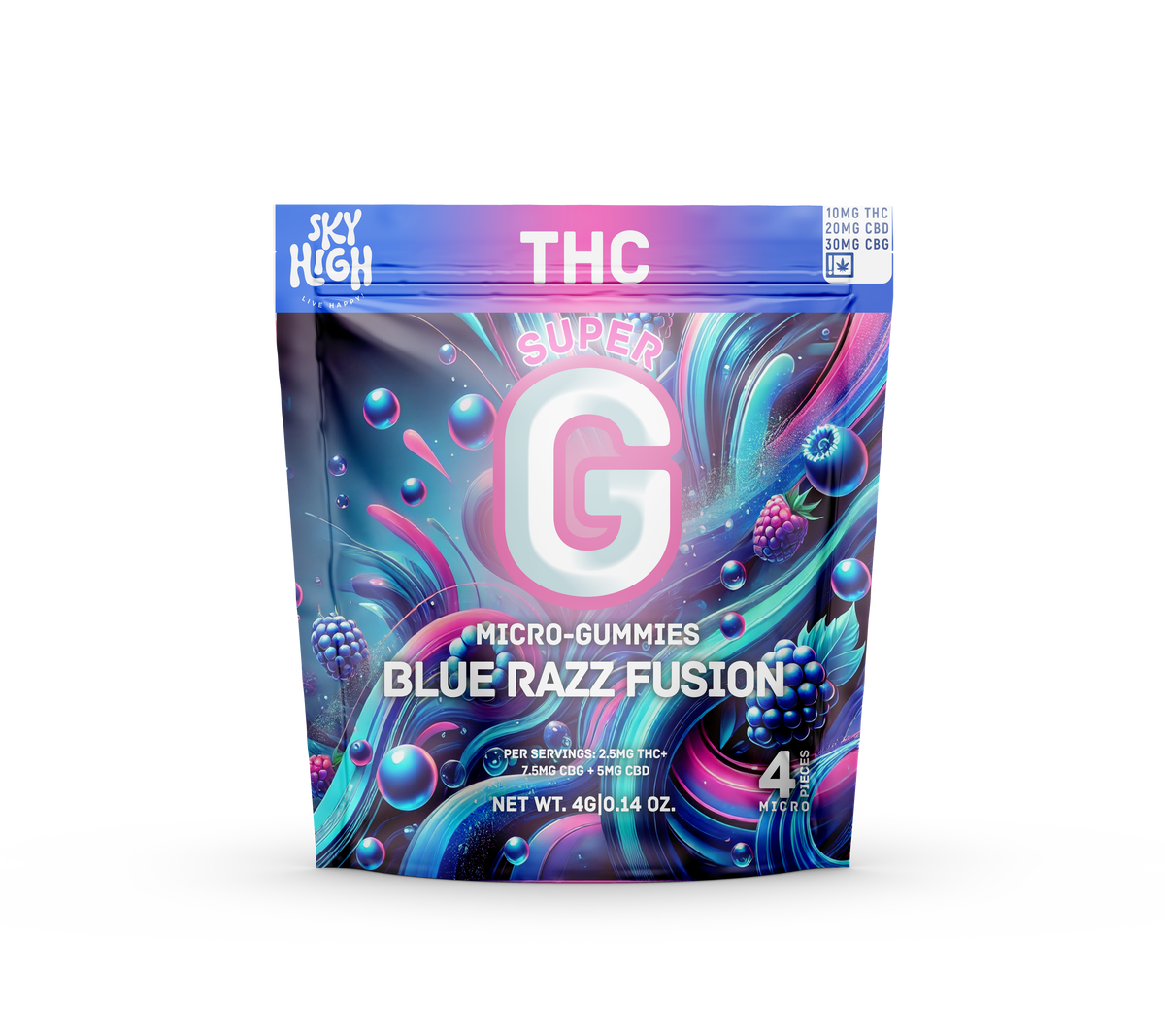 Super G Micro-Gummy | Blue Razz | THC, CBD, CBG